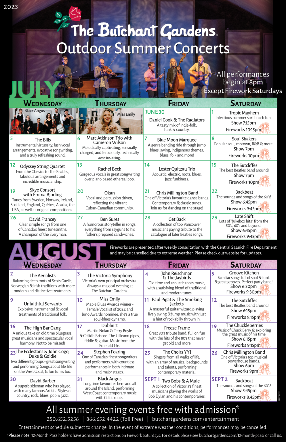 Summer Entertainment Calendar - The Butchart Gardens