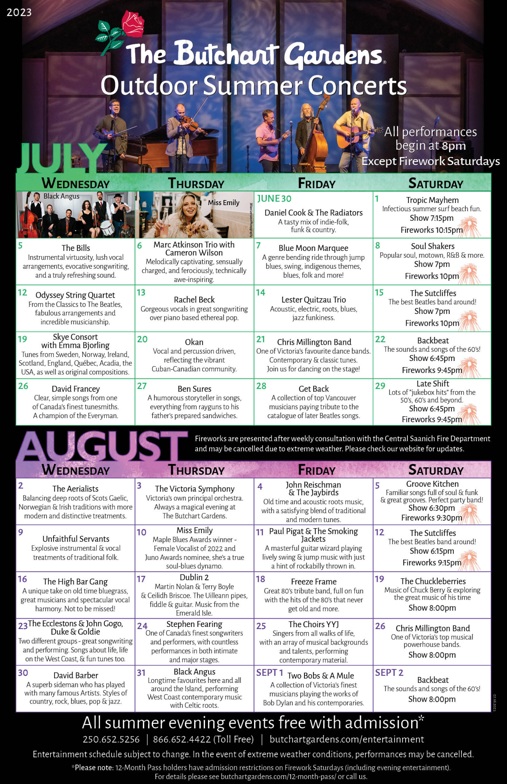 Summer Entertainment Calendar - The Butchart Gardens